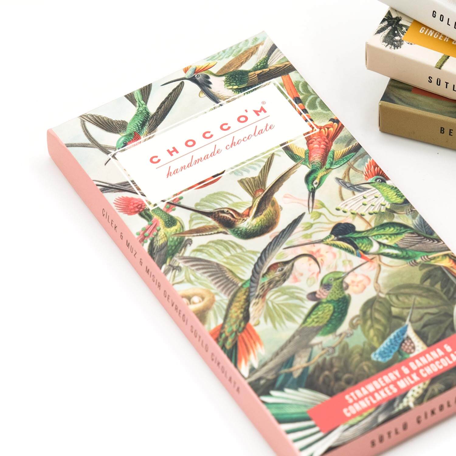 CHOCCO'M El Yapımı Çilek & Muz & Mısır Gevreği Sütlü Çikolata - Muhiku